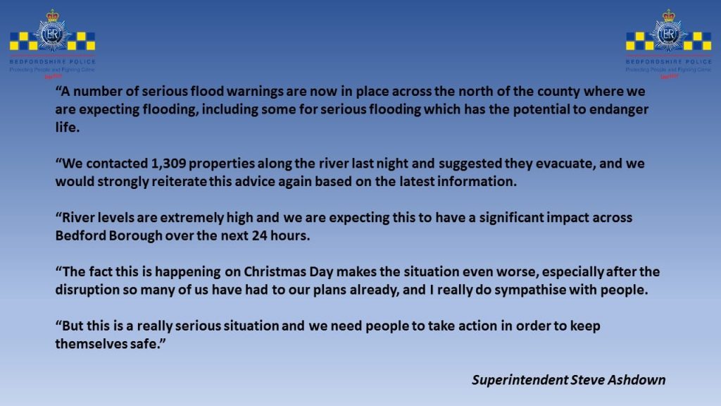 Christmas Day flooding: residents asked to evacuate - So Counties